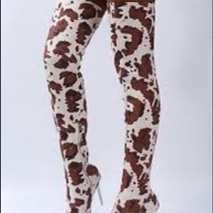 Shoes | Thigh High Cow Skin Boots | Poshmark